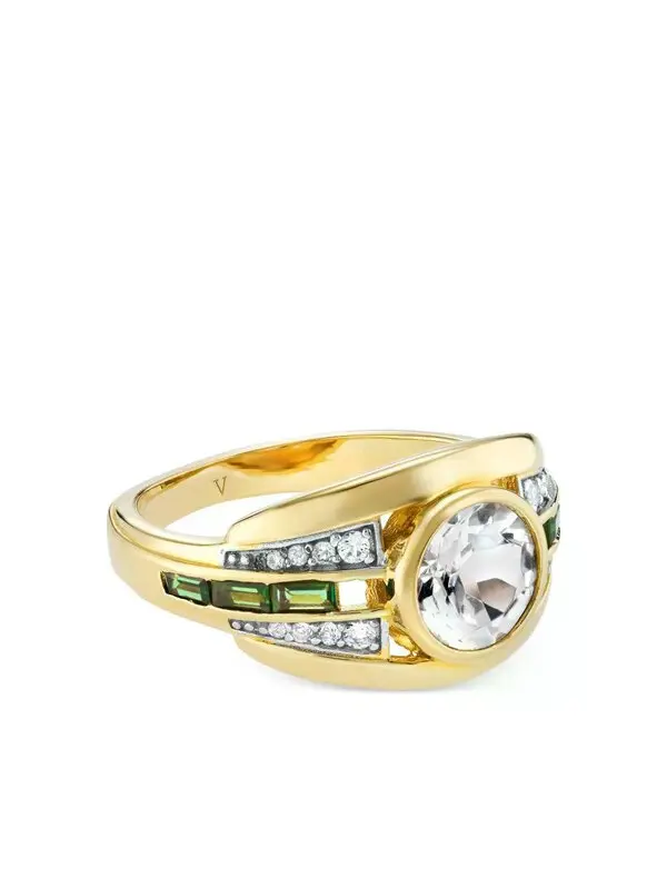V JEWELLERY Olive Crystal-embellishment Ring