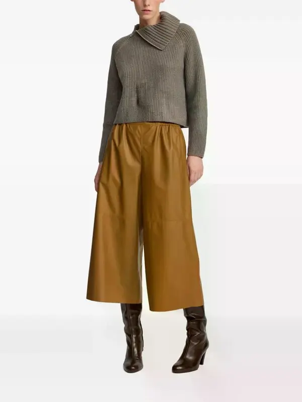 YVES SALOMON Zip-neck Ribbed Sweater - Grey