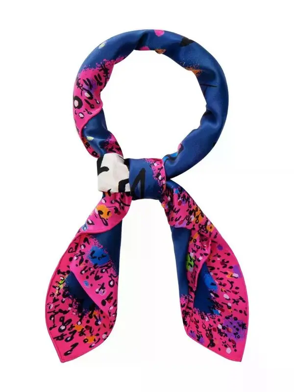 Shanghai Tang Equestrian Print Silk Scarf - Blue