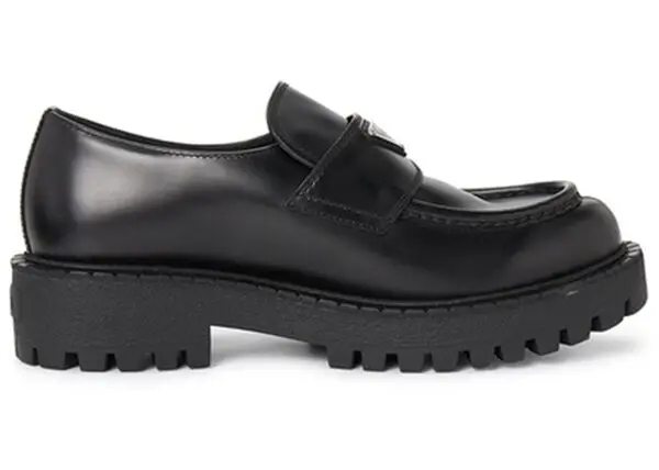 Prada Lug Sole Brushed Leather Loafer