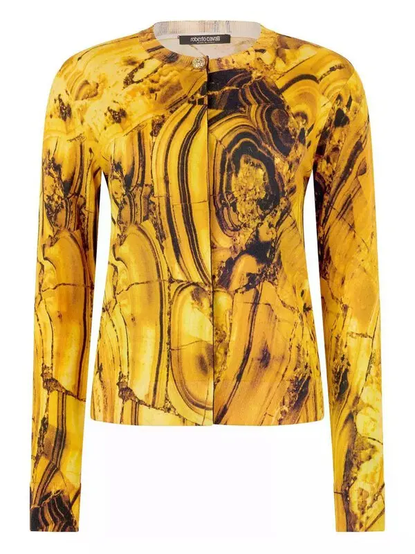 Roberto Cavalli Printed Button Cardigan - Yellow