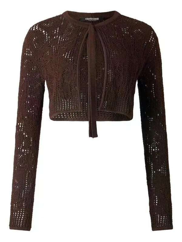 Roberto Cavalli Crochet Tie-front Cardigan