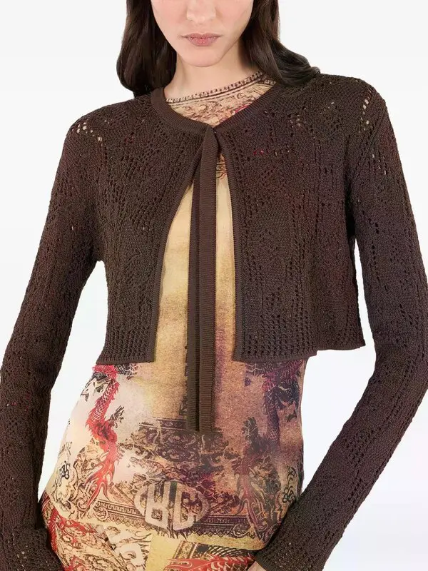 Roberto Cavalli Crochet Tie-front Cardigan