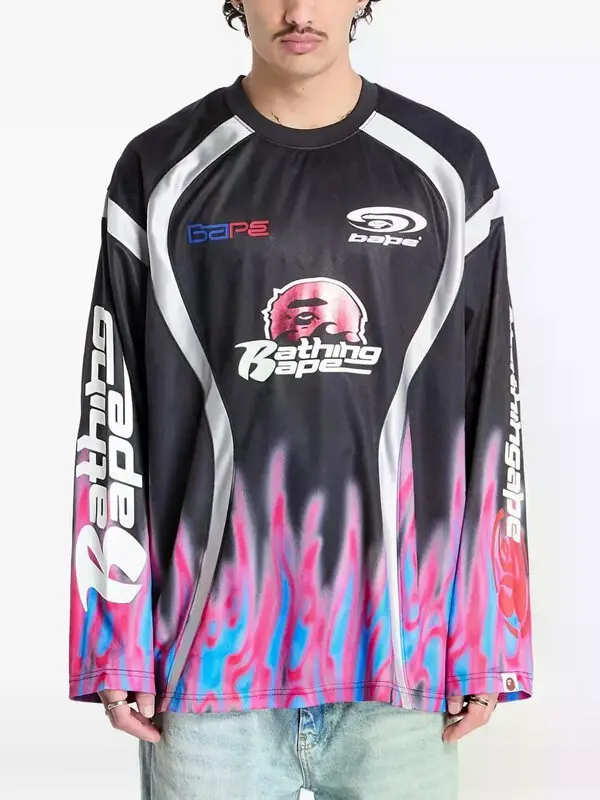 A BATHING APE Flame-pattern Long-sleeve T-shirt