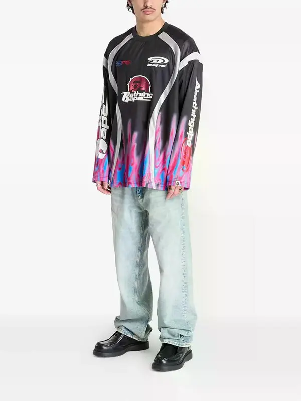 A BATHING APE Flame-pattern Long-sleeve T-shirt
