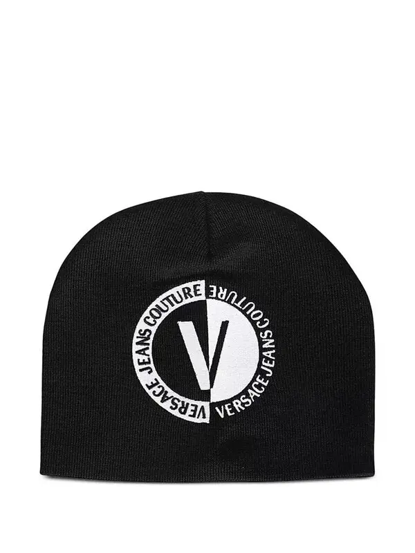 Versace Embroidered Logo Beanie - Black