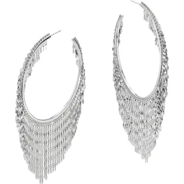 Lana Jewelry 14k Gold Blake Fringe Hoop Earrings - White