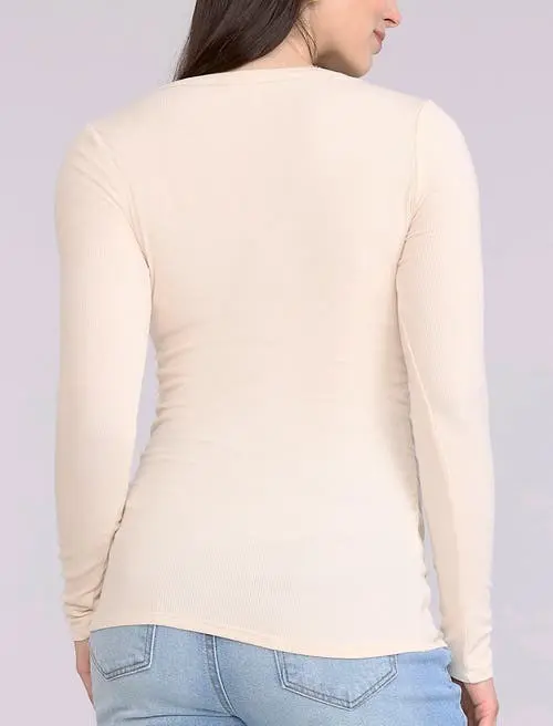 Motherhood Maternity V-neck Long Sleeve Henley Tee - Whitecap Grey