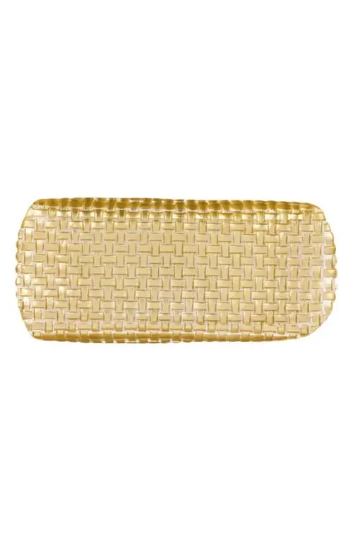 VIETRI Rufolo Glass Basketweave Serving Tray - Gold