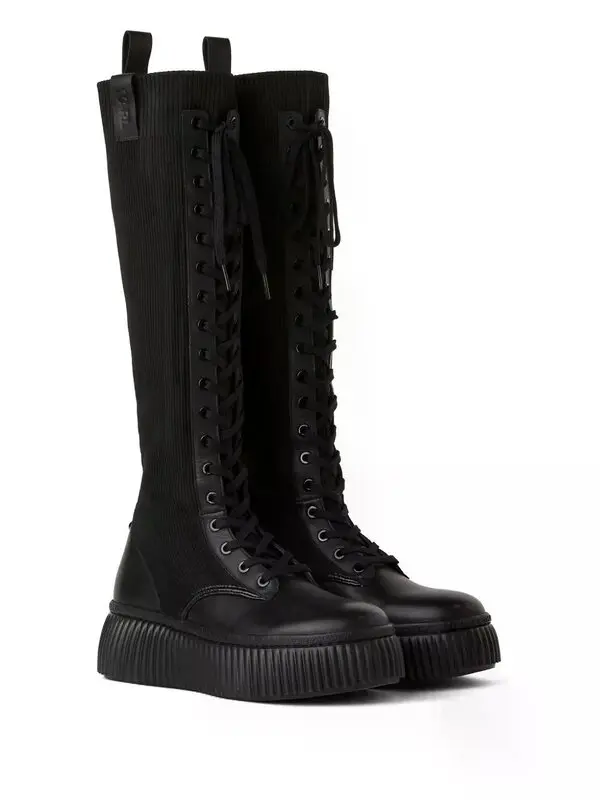 Karl Lagerfeld Lace-up Ribbed-knit Boots