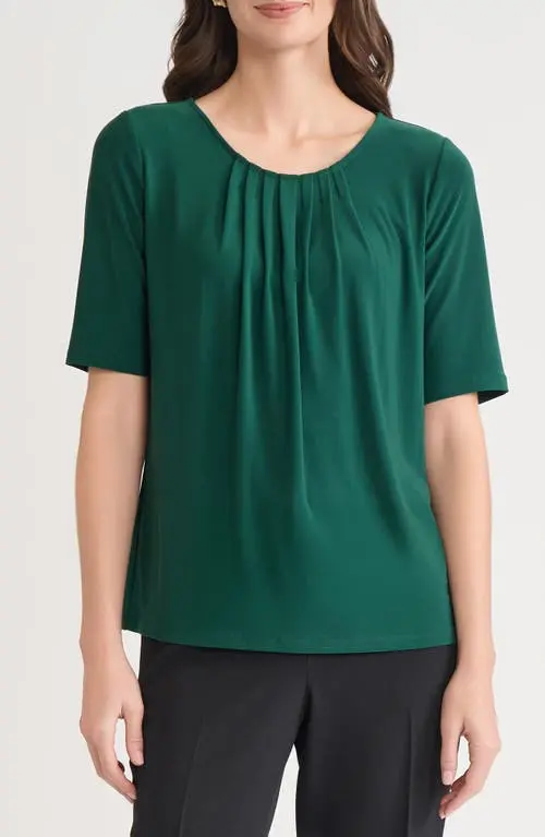 KASPER Box Pleat Top - Evergreen