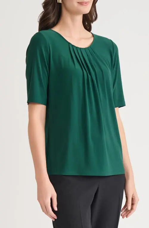 KASPER Box Pleat Top - Evergreen