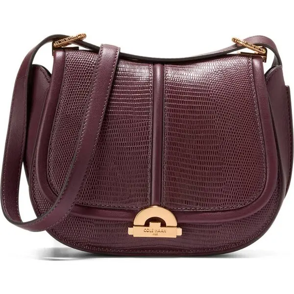 Cole Haan Celenea Saddle Bag - Black Garnet Lizard