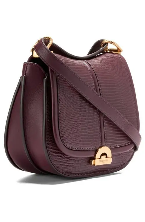 Cole Haan Celenea Saddle Bag - Black Garnet Lizard
