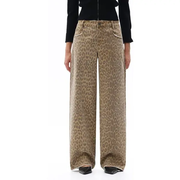 BAYEAS High-waist Wide-leg Jeans - Leopard