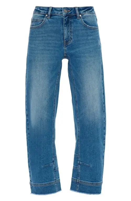 BAYEAS Mid Rise Ankle Barrel Leg Jeans - Medium Blue