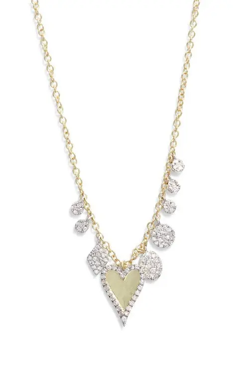 Meira T Heart Charm Diamond Necklace - Yellow