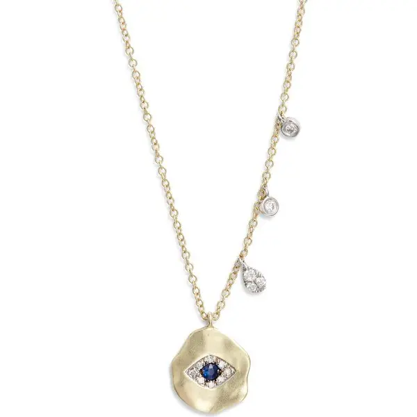Meira T Diamond And Sapphire Evil Eye Pendant Necklace - Gold
