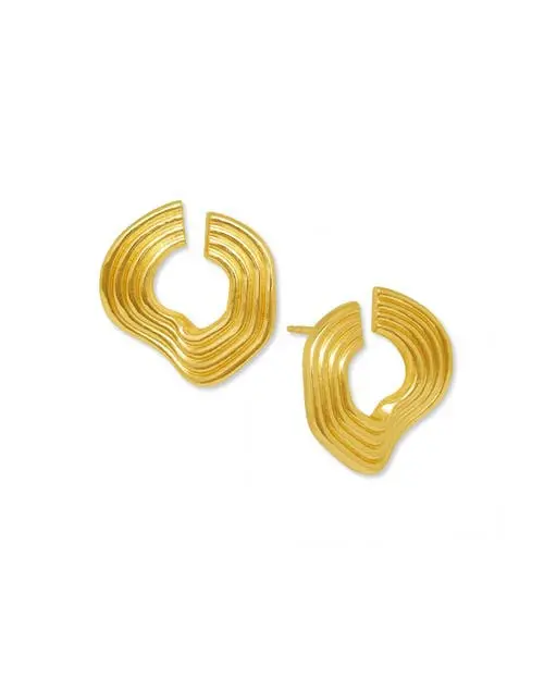 OTTOMAN HANDS Nara Wave Stud Earrings - Brass