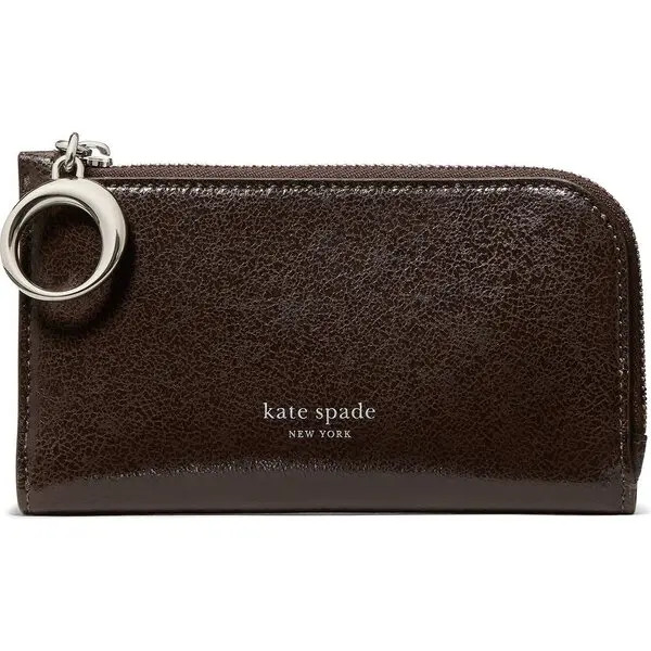 Kate Spade New York Halo Glazed Leather Small Wallet - Hot Fudge