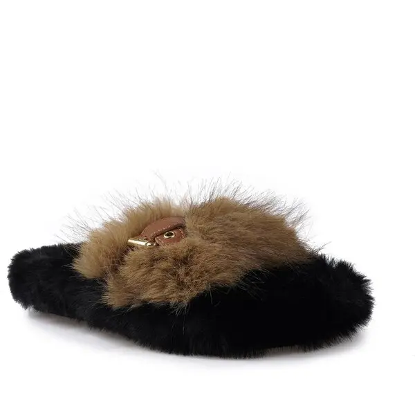 ARTISAN CRAFTED BY ZIGI Zaytina Faux Fur Slide Sandal - Dark Nat F