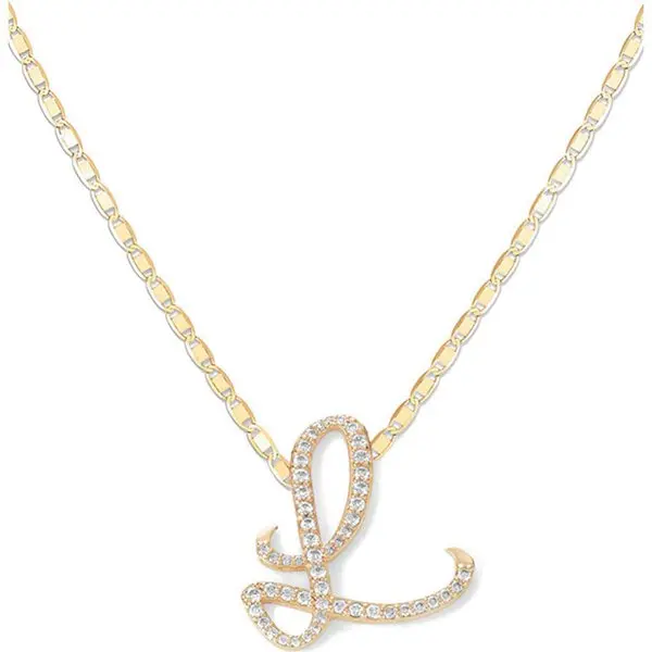 Lana Jewelry Malibu 14k & Diamond Initial Pendant Necklace - 14k Yellow Gold - B