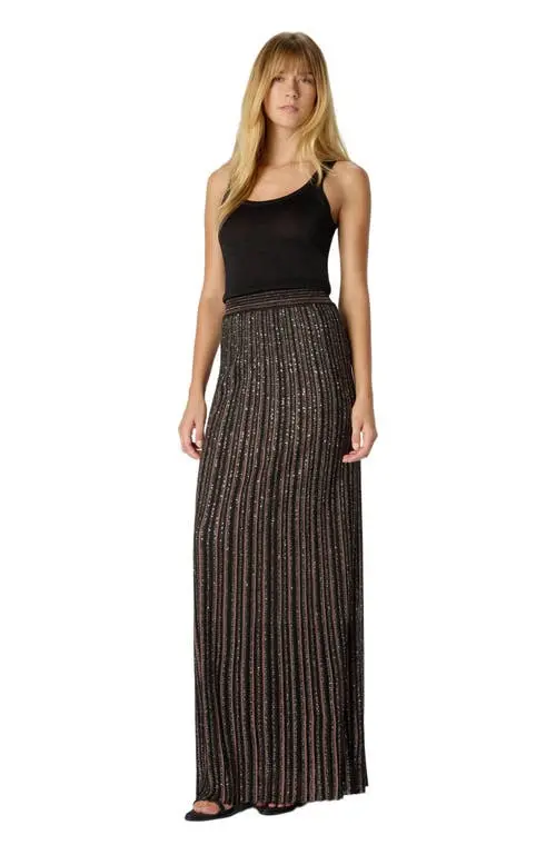 Missoni Striped Knit Maxi Skirt - Black & Brown