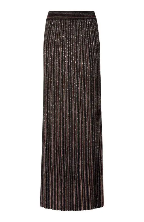 Missoni Striped Knit Maxi Skirt - Black & Brown