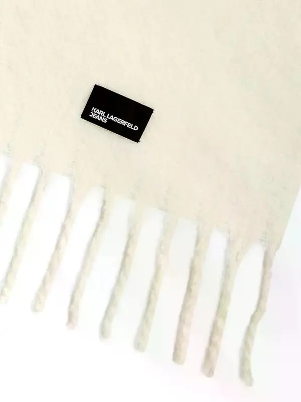 Karl Lagerfeld Fringed Furry Scarf - Neutrals