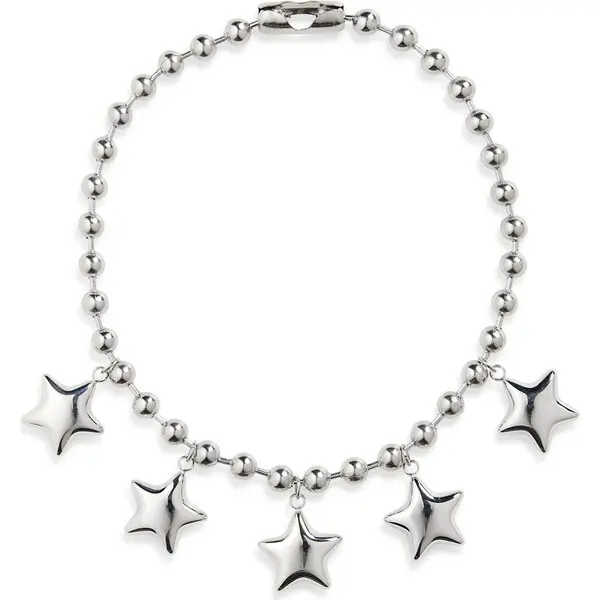 VIDAKUSH Bubble Five Star Ball Chain Necklace - Silver