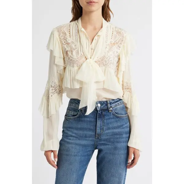 LoveShackFancy Farah Ruffle Detail Button-up Shirt