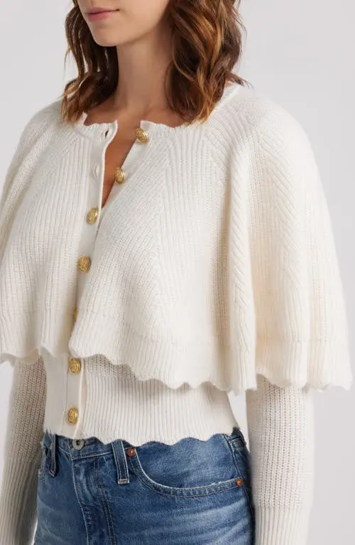 LoveShackFancy Daelyn Capelet Cashmere & Wool Cardigan