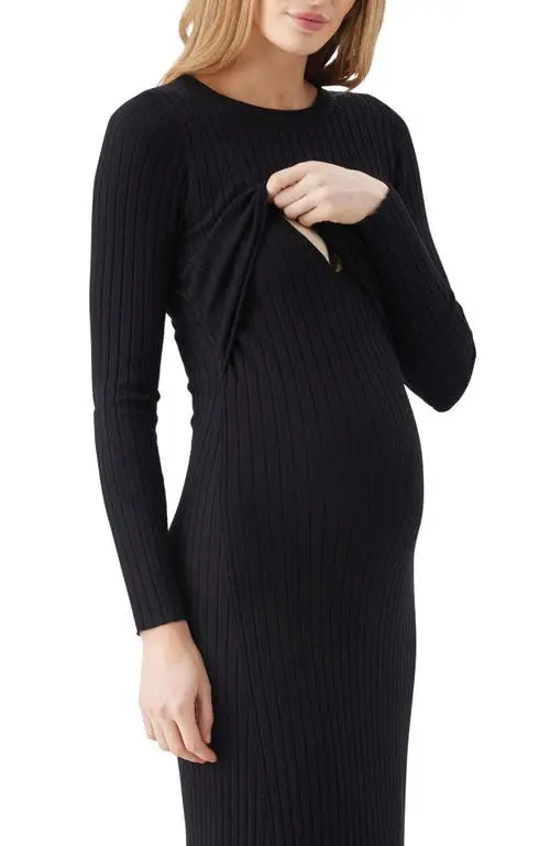 RIPE MATERNITY Eden Knit Nursing Dress - Black