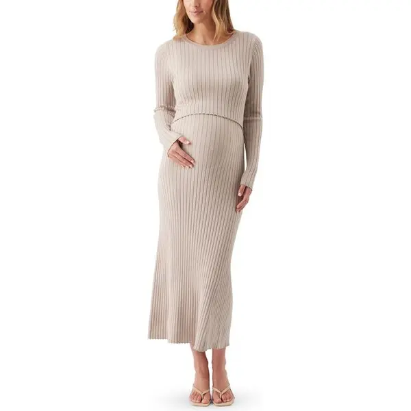 RIPE MATERNITY Eden Knit Nursing Dress - Stone