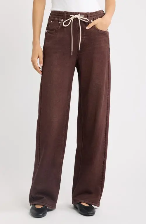 Rag & Bone Rb Miramar Pull-on Wide Leg Cotton Terry Sweatpant Jeans - Chocolate