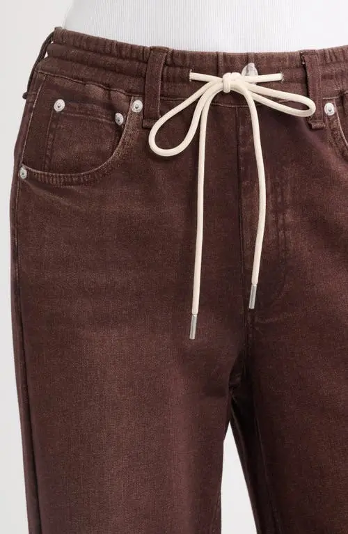 Rag & Bone Rb Miramar Pull-on Wide Leg Cotton Terry Sweatpant Jeans - Chocolate