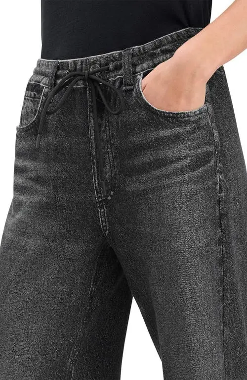 Rag & Bone Rb Miramar Pull-on Wide Leg Cotton Terry Sweatpant Jeans - Washed Black