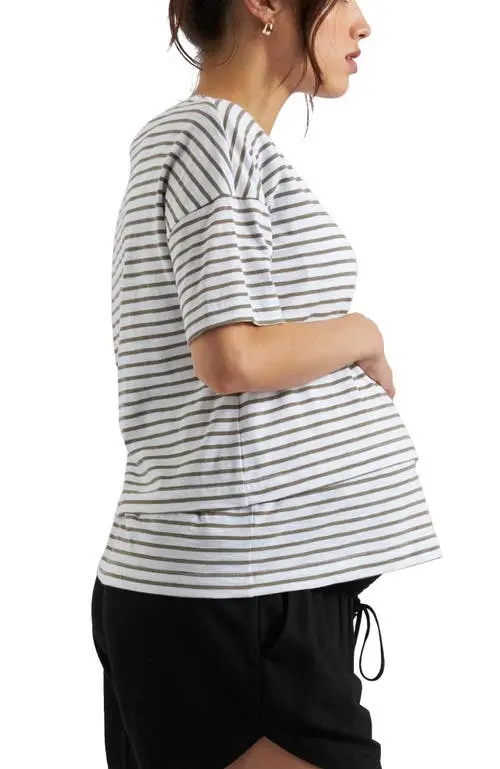 RIPE MATERNITY Claudette Nursing Tee - White/olive