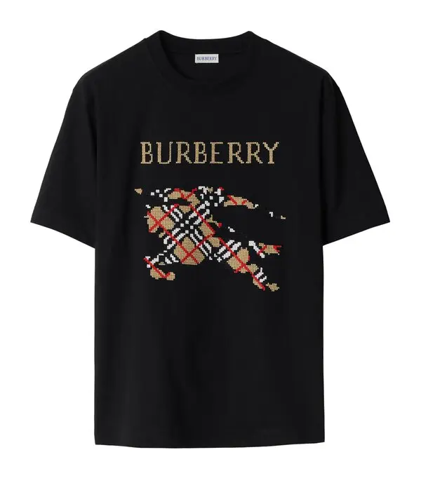Burberry Check Ekd-print T-shirt - Black