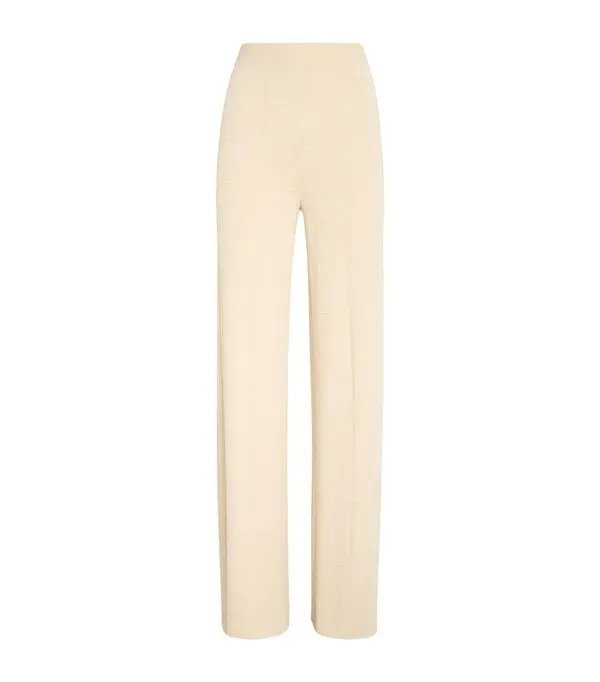 JOSEPH Grid Knit Straight Trousers - Beige