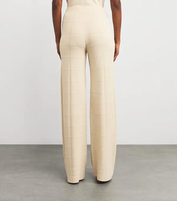 JOSEPH Grid Knit Straight Trousers - Beige
