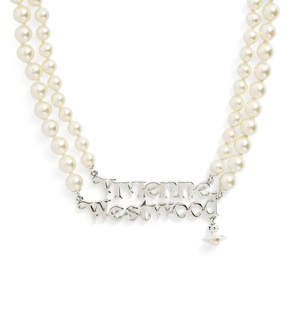 VIVIENNE WESTWOOD Pearl Logo Necklace - Silver