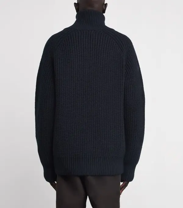 Dries Van Noten Wool-Blend Asymmetric-Zip Sweater - Black