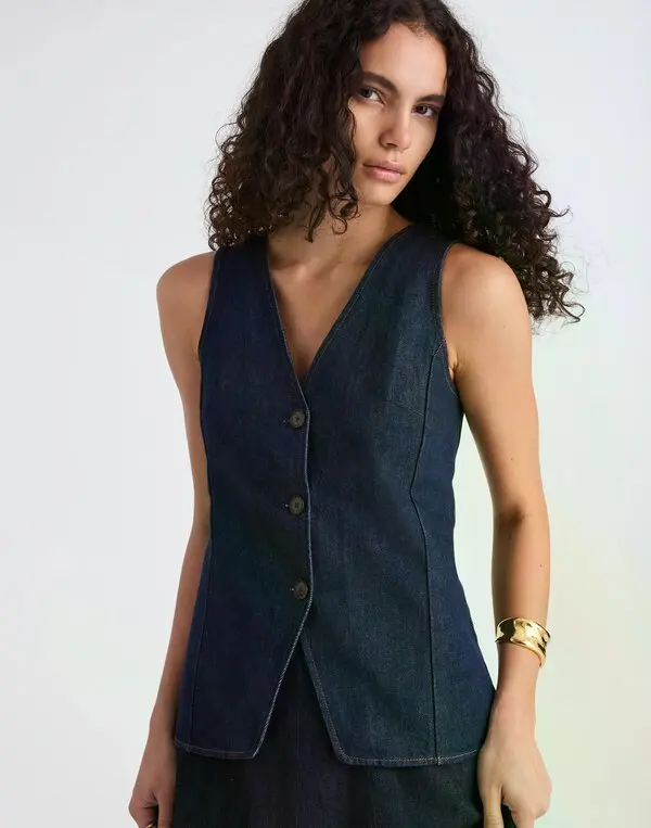 Madewell Denim Cutaway Vest - Rinse Wash