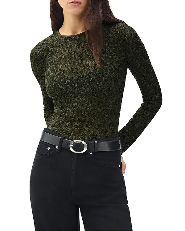 Rag & Bone Ellie Lace Long Sleeve Tee - Army