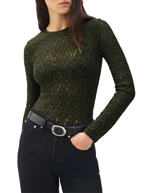 Rag & Bone Ellie Lace Long Sleeve Tee - Army