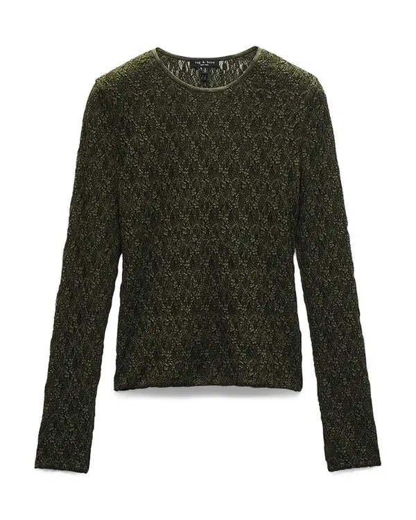 Rag & Bone Ellie Lace Long Sleeve Tee - Army