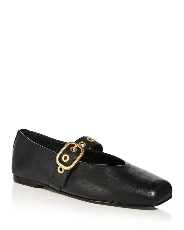 Aqua Stella Flats - Black Leather