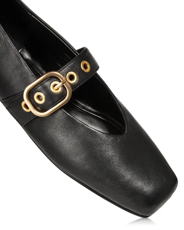 Aqua Stella Flats - Black Leather