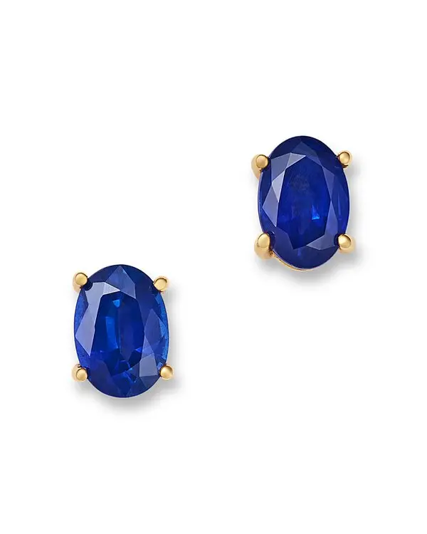 Bloomingdale'S Oval Stud Earrings - Blue Sapphire/gold